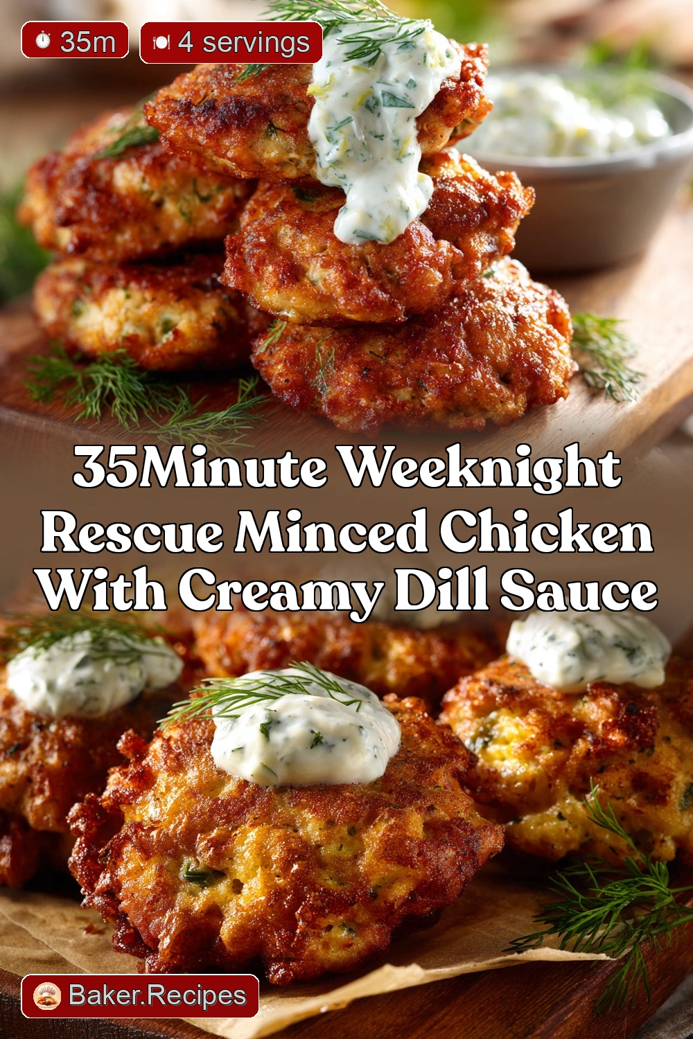 Quick Minced Chicken Fritters with Silky Creamy Dill Sauce