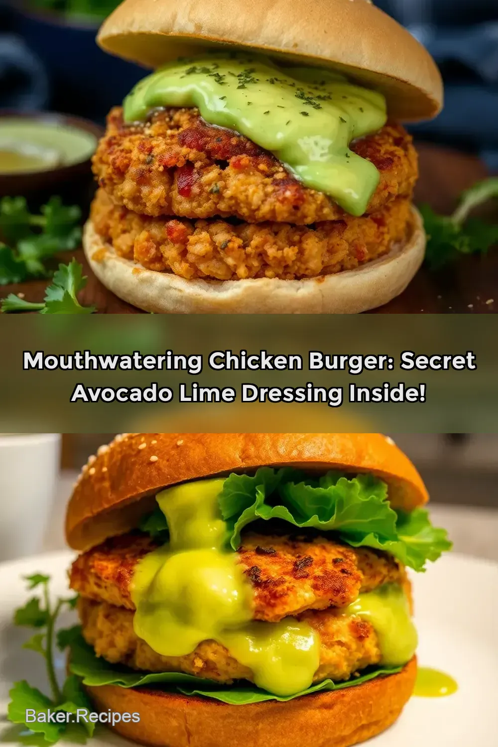 Delicious Zesty Chicken Burger with Avocado Lime Dressing…