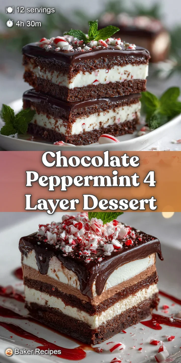 Chocolate Peppermint 4 Layer Dessert: No-Bake Crispy