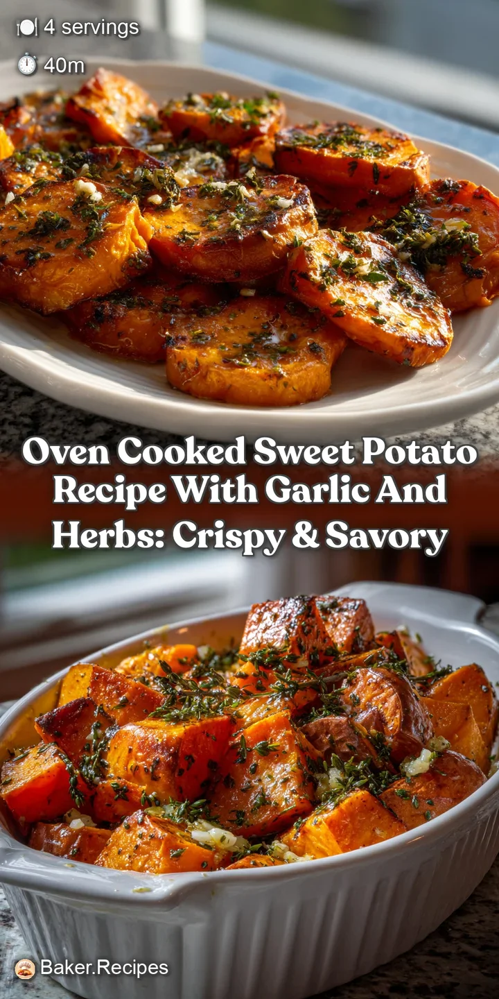 Oven Cooked Sweet Potato Recipe with Garlic and Herbs